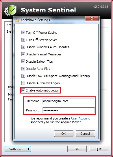 Setting Auto Login in System Sentinel – Knowledge Base